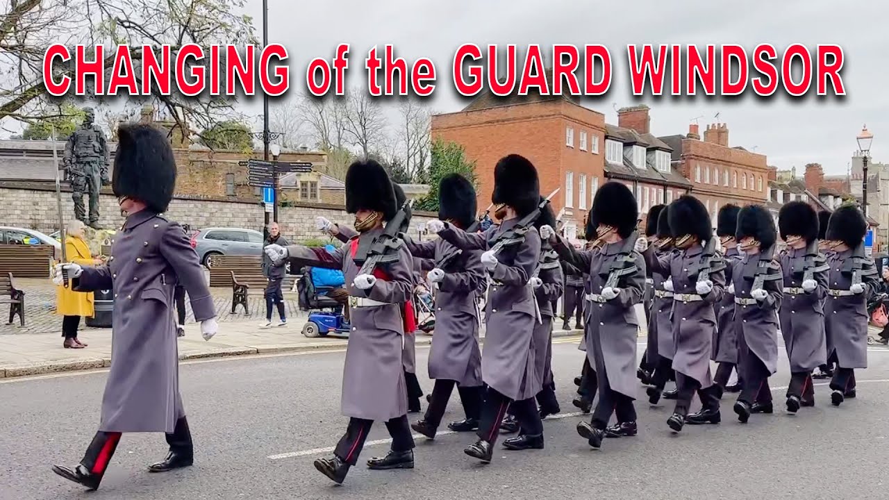 WINDSOR CASTLE GUARD Number 12 Company Irish Guards with Pipes of ...