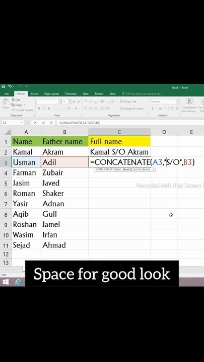how to joint name in excel.name ko excel me kayse joint kare.how to combine two names together ...