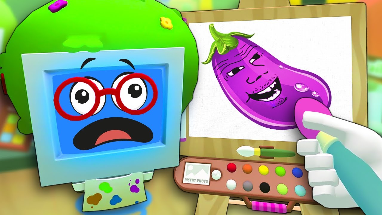 painting inappropriate bob ross pictures (Vacation Simulator VR) - YouTube