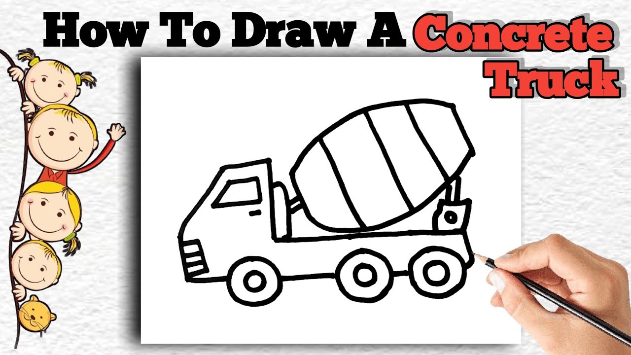 How To Draw A Concrete Truck | Concrete Mixer Truck - YouTube