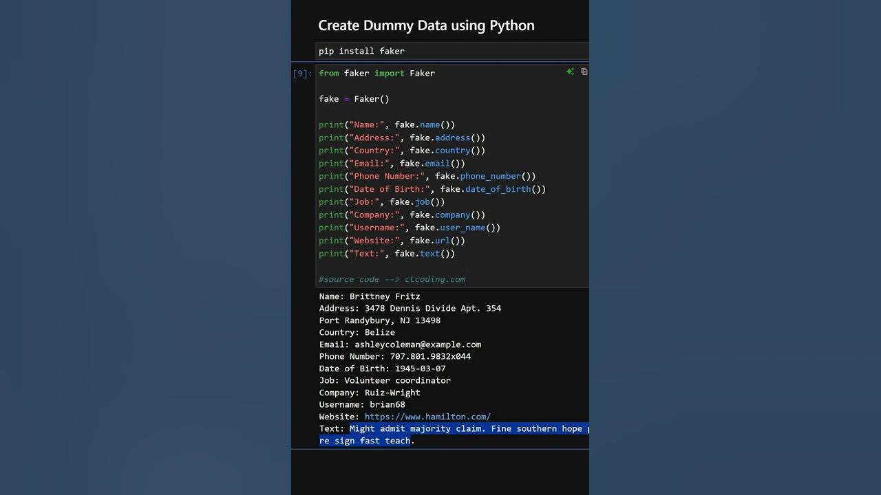 Generating a Realistic Fake User Profile Using Faker in Python - YouTube