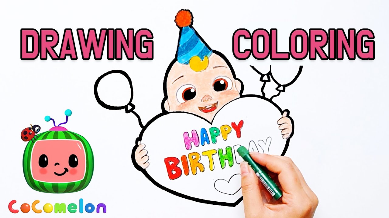 cocomelon JJ birthday drawing and coloring step by step - YouTube
