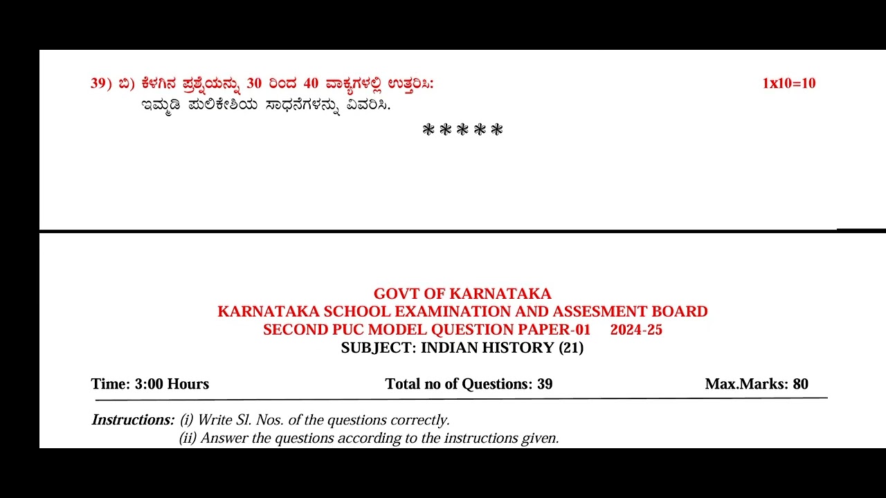2nd puc Indian History model question paper-1 2024 - YouTube