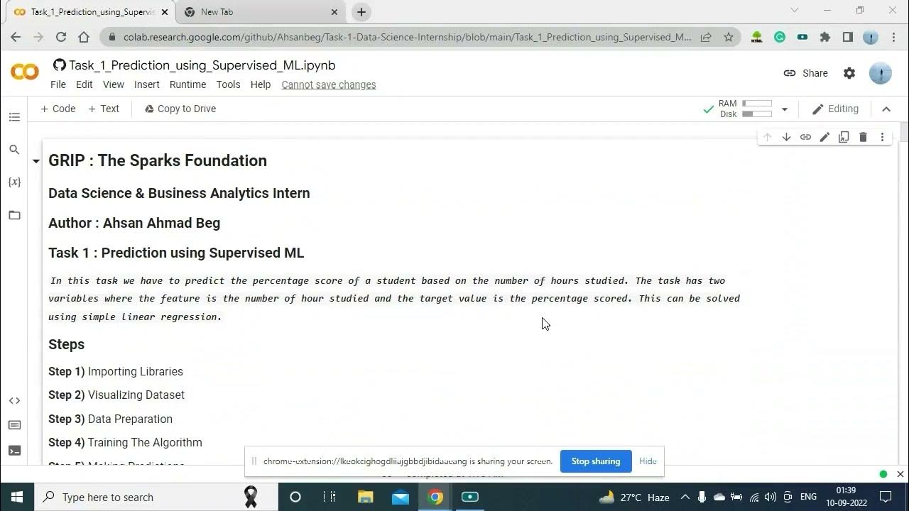 The Sparks Foundation Data Science And Business Analytics Internship Task 1 - YouTube