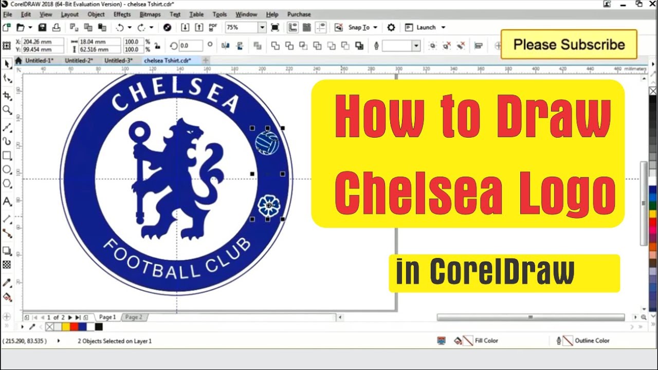 How to Draw Chelsea Logo Step by Step | How to Design Logo in Coreldraw ...