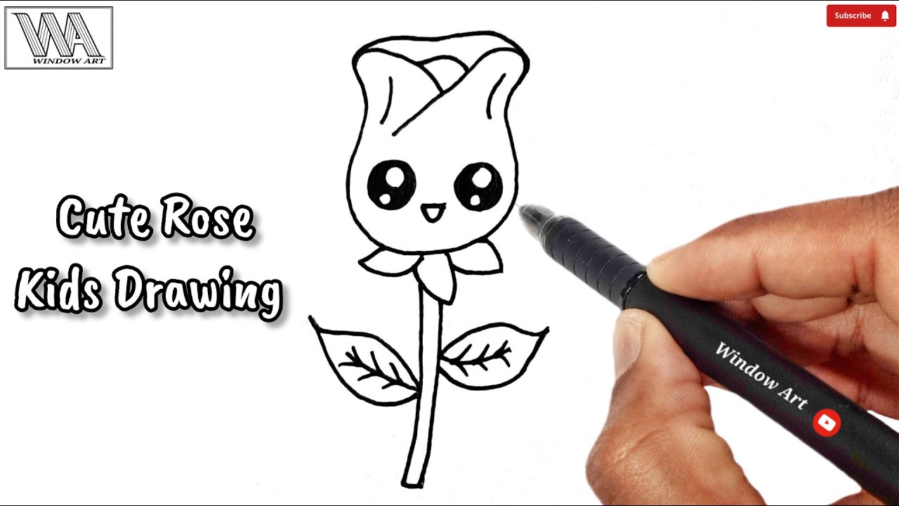 How To Draw a Cute Rose Step by Step | Kids Drawing Tutorial | #kids # ...