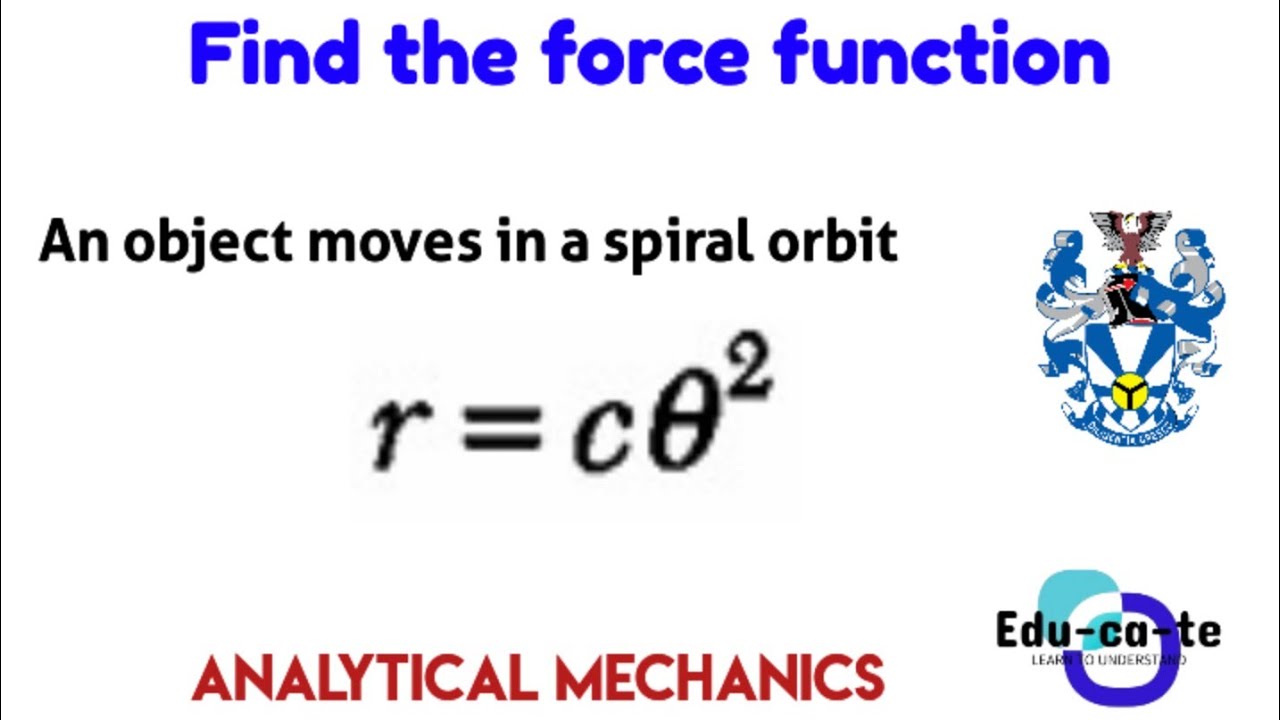 Force function example - Kepler's law of ellipses - YouTube