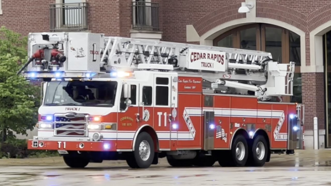 *Major Air Horn* Cedar Rapids Fire Department Truck 1 Responding 5/21 ...