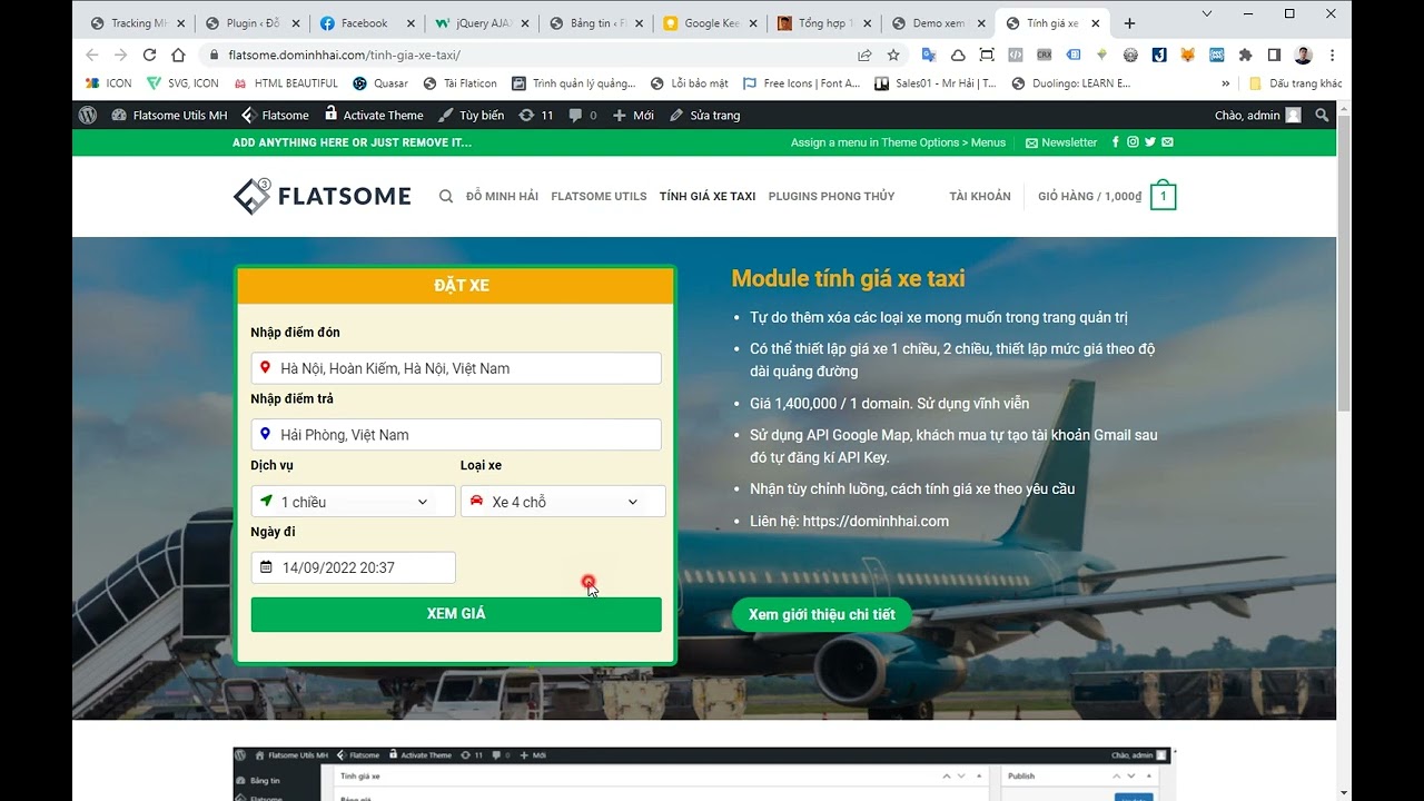 Tính giá xe taxi theo quãng đường, đặt taxi Plugin Wordpress - YouTube