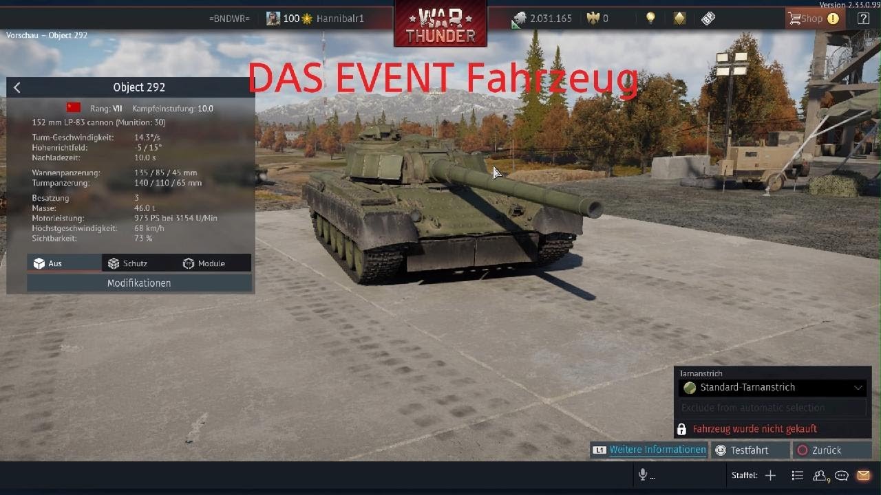 Das neue Event Panzer [ Objekt 292 ] War thunder German - YouTube