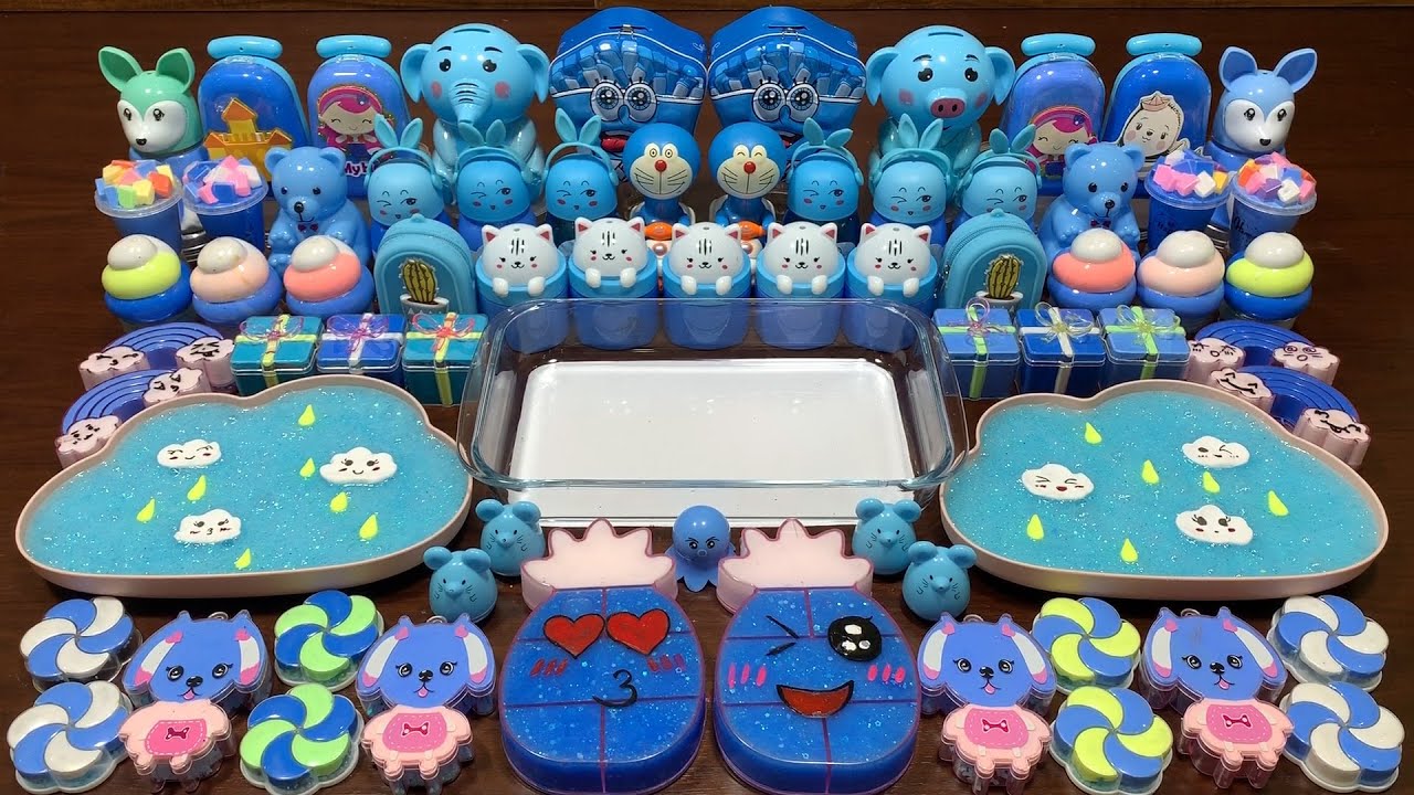 BLUE Slime !! Mixing Random Things Into Slime !! Most Satisfying DIY ...