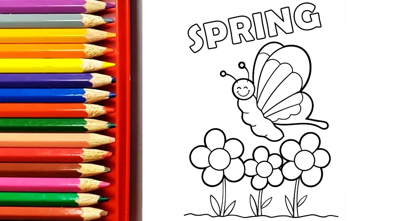Draw And Color SPRING SEASON For Children | Spring Season Easy Coloring ...
