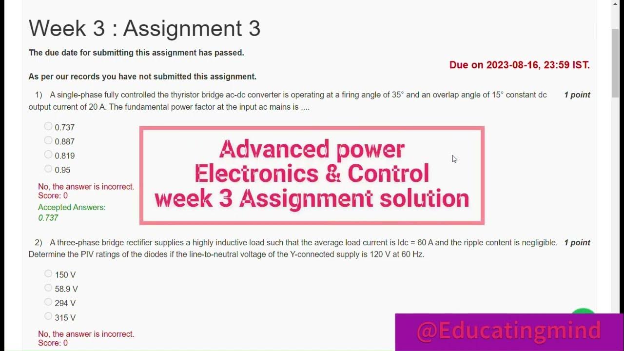 Advanced power electronics & control week 3 assignment solution NPTEL - YouTube