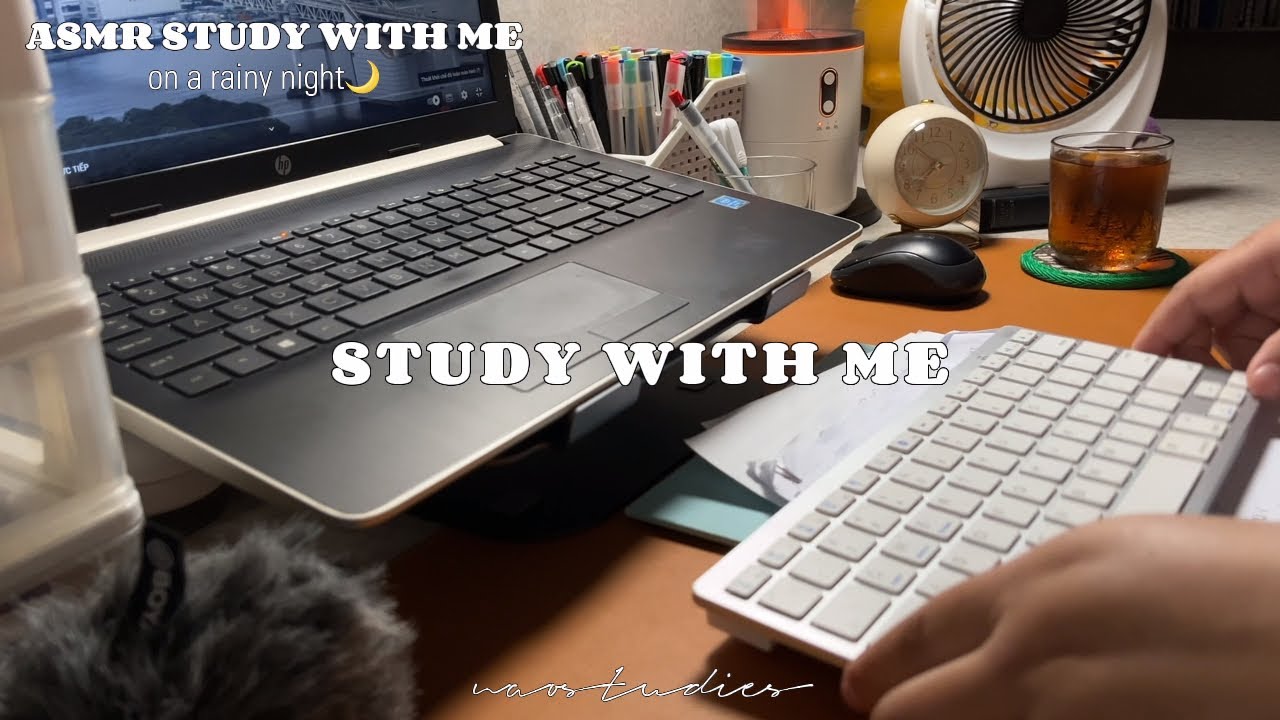 ASMR STUDY WITH ME on rainy night | no bgm┊ ASMR┊ 20MIN 🍃 🏻📚 - YouTube