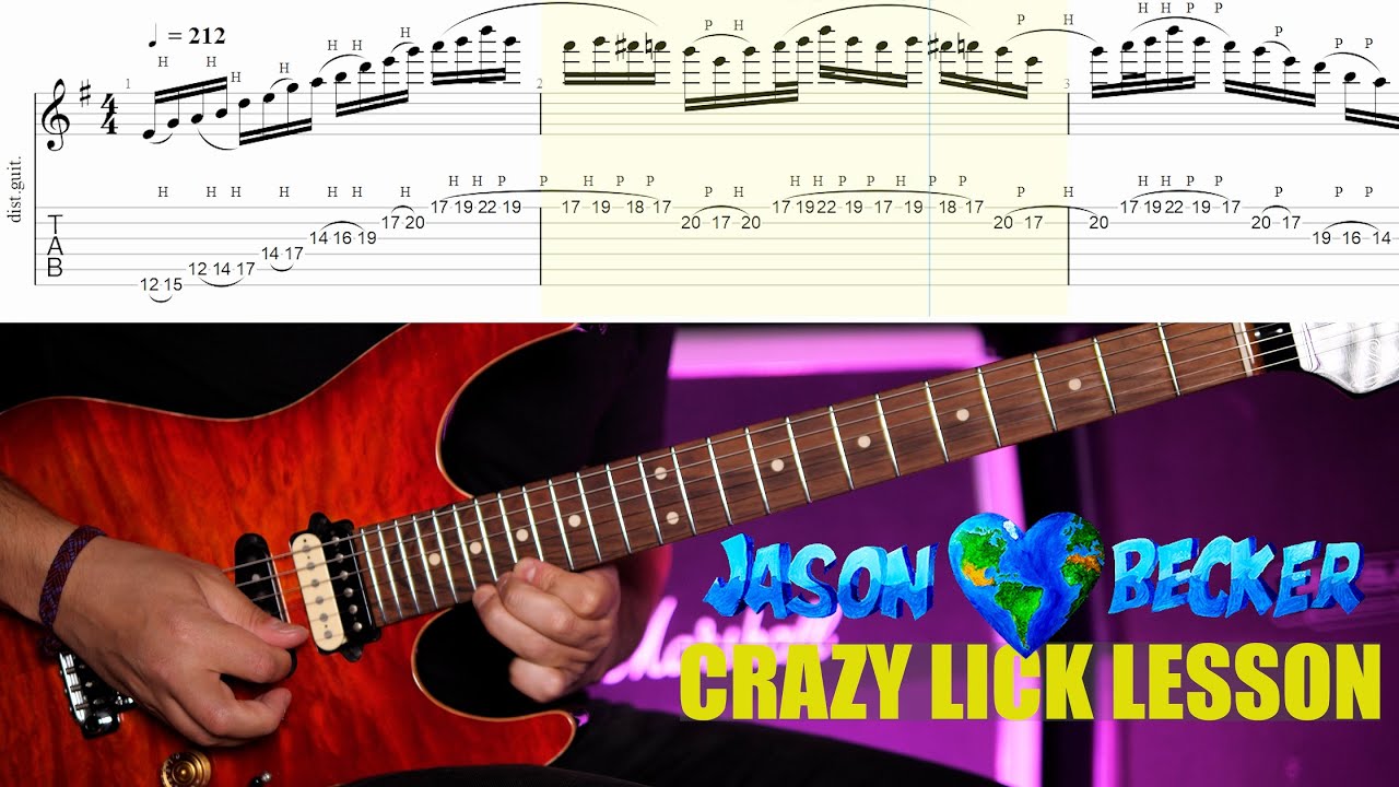 Jason Becker Crazy Pentatonic Lick Lesson with Tabs - YouTube