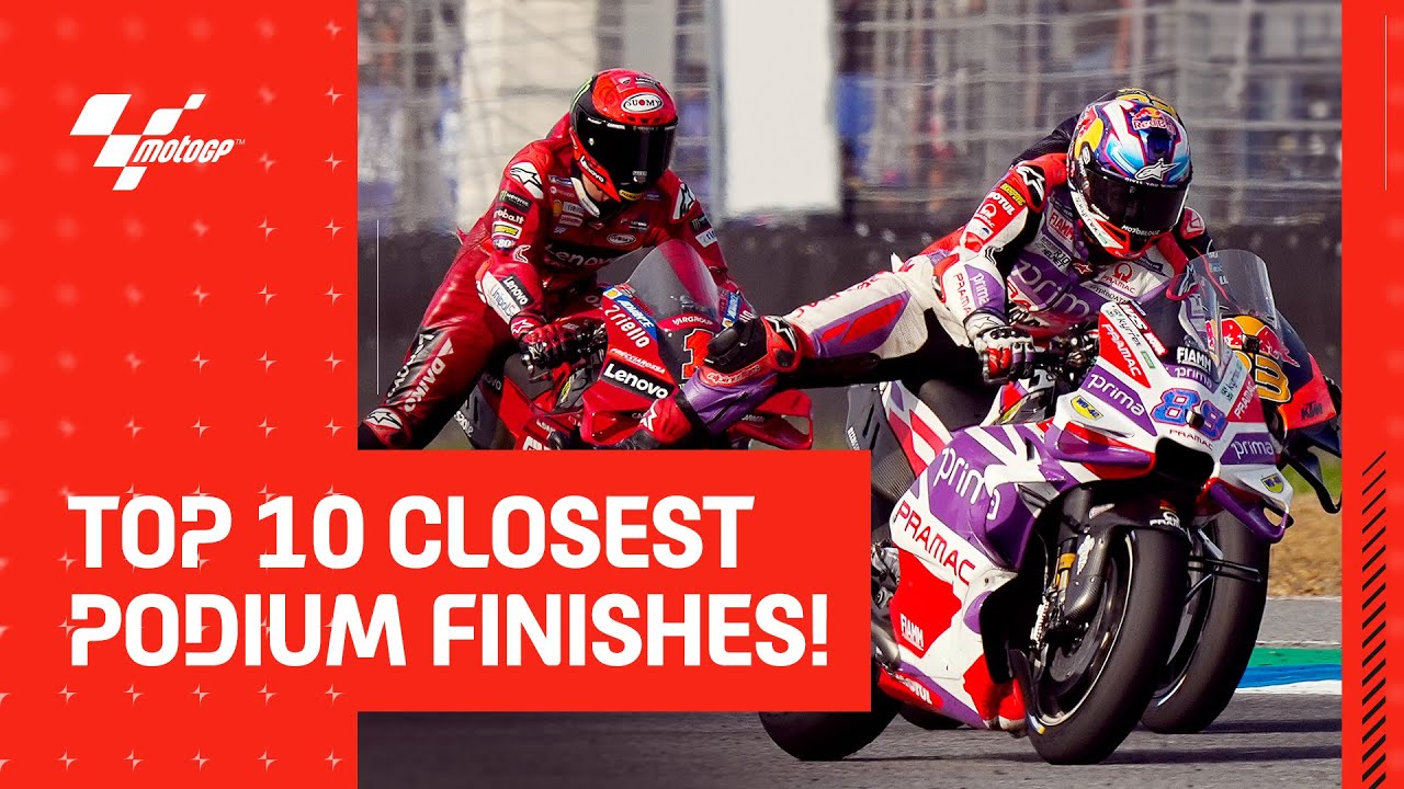 The Top 10 closest podium finishes EVER! 🤩 | #MotoGP - YouTube