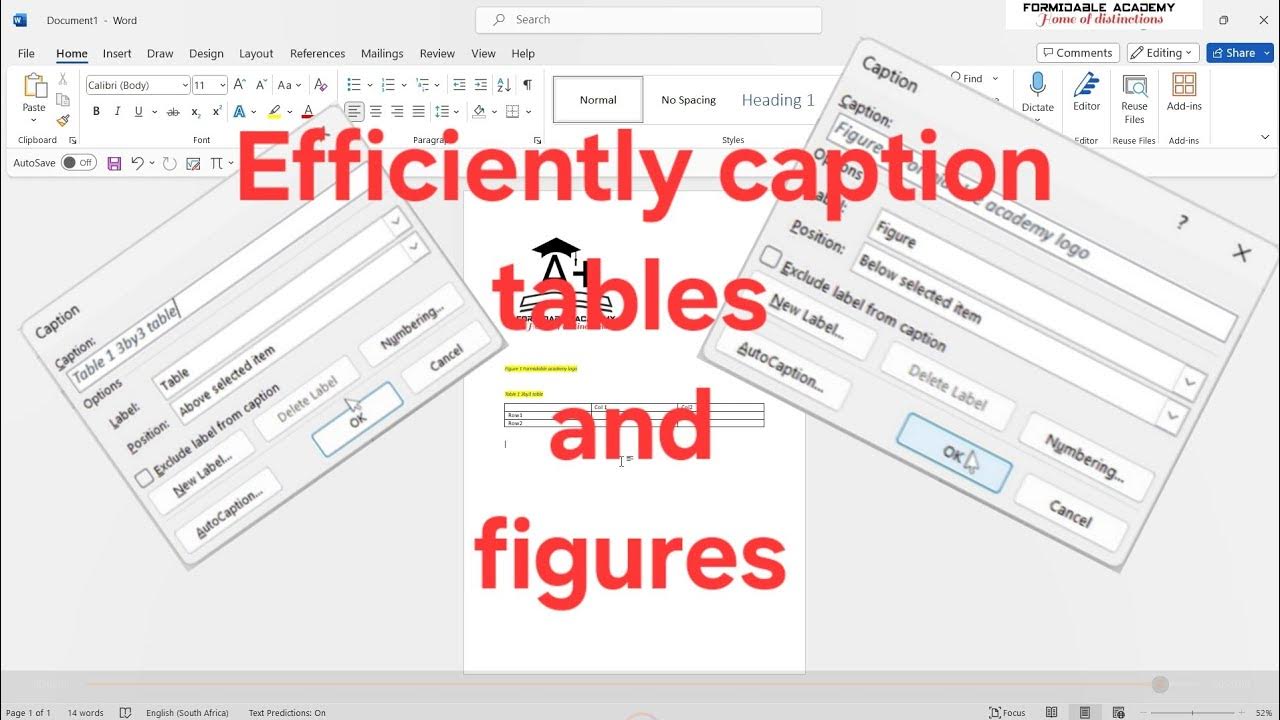 How to Add Captions to Tables and Figures on Word - YouTube