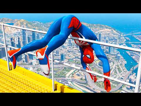 Spider-Man BEST JUMPS & CRAZY FALLS (GTA 5 Spiderman Gameplay Fails) #76