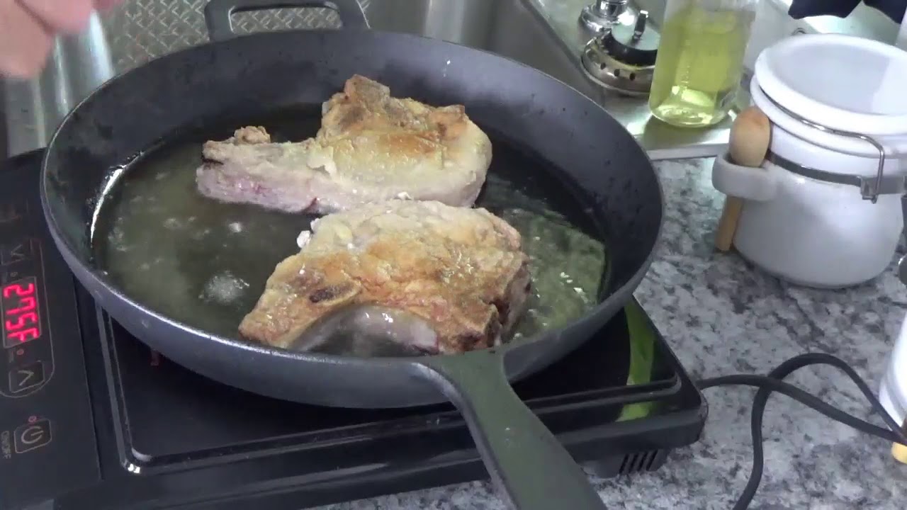 PORK CHOPS and COPPER CHEF COOKTOP and CAST IRON PAN - YouTube