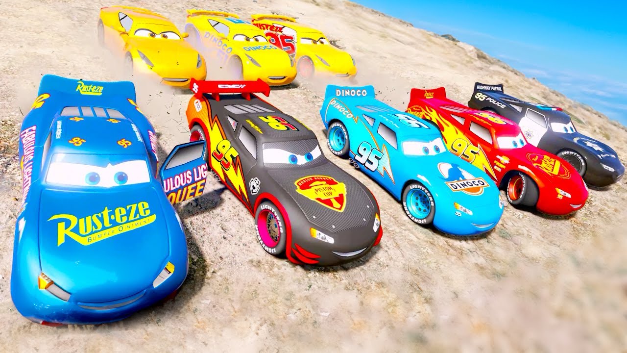 5 Lightning McQueen Cars Red, Dinoco, Carbon, Faboulous Police Car ...
