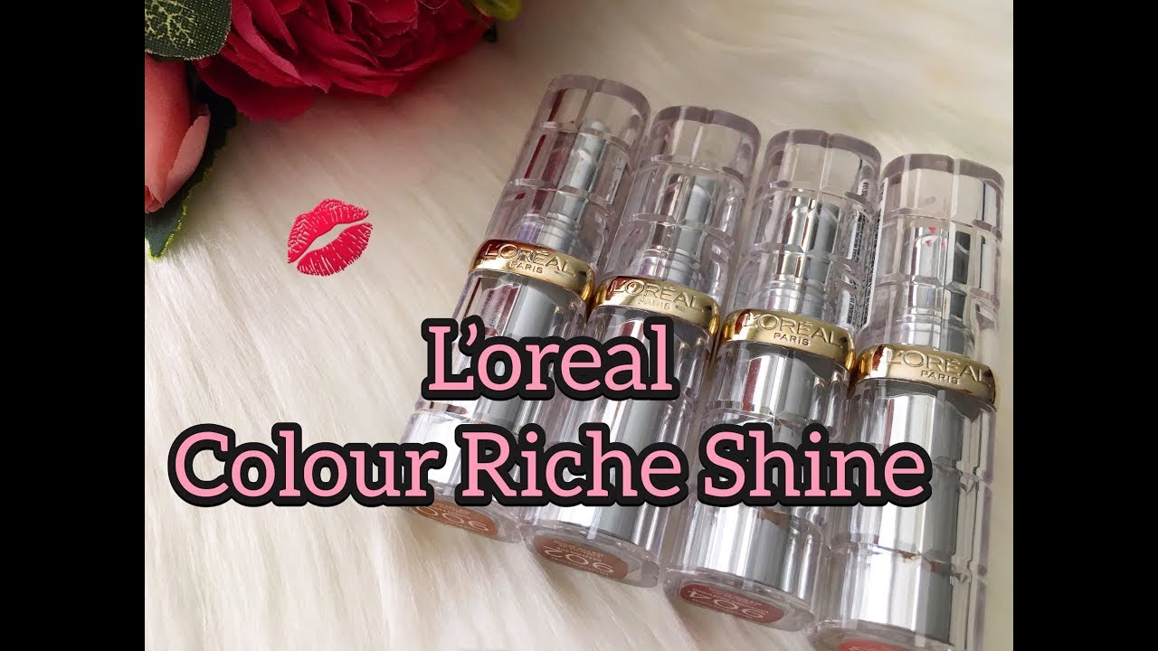 L'OREAL COLOR RICHE SHINE Lipsticks Swatches - YouTube