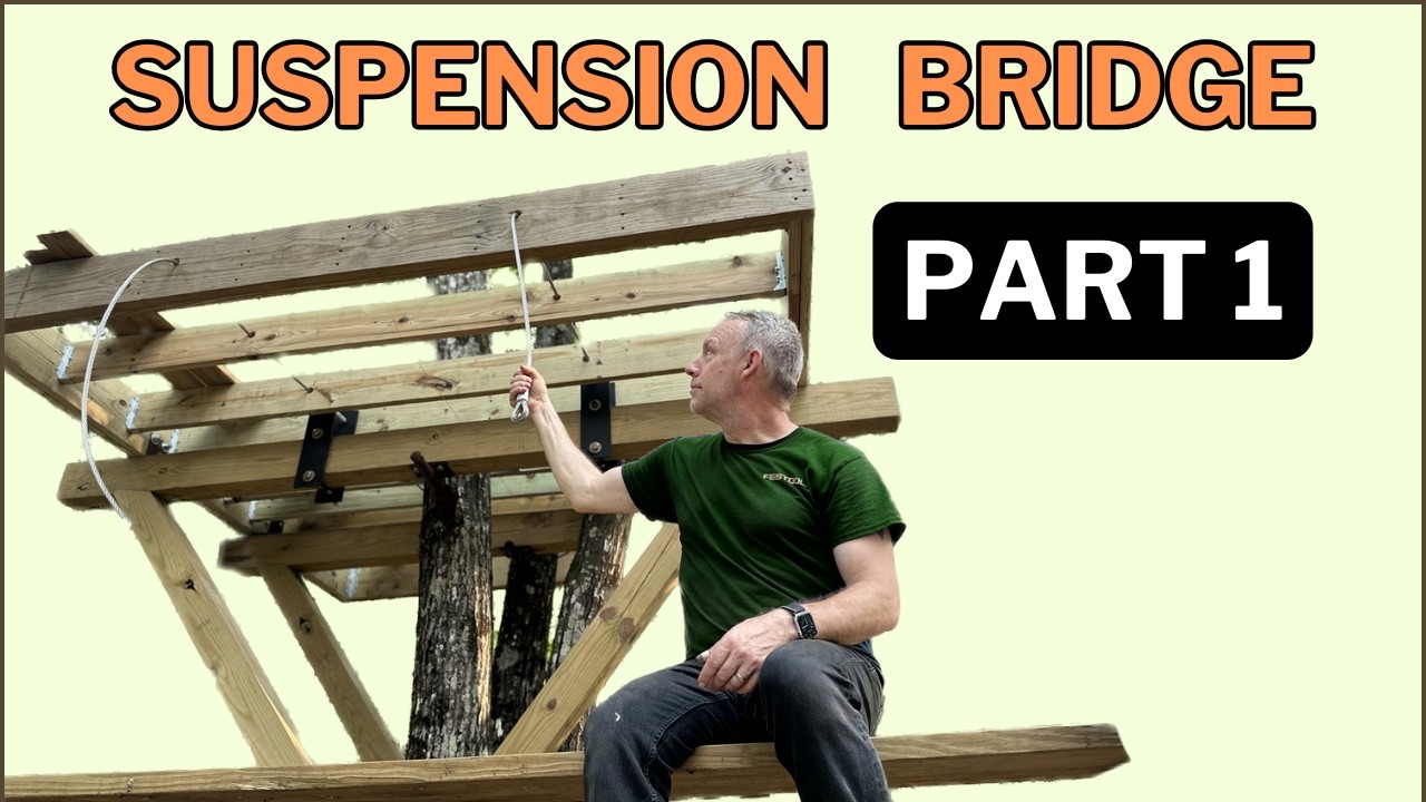 40 ft Suspension Bridge Build Part 1 | Off-Grid Treehouse - YouTube