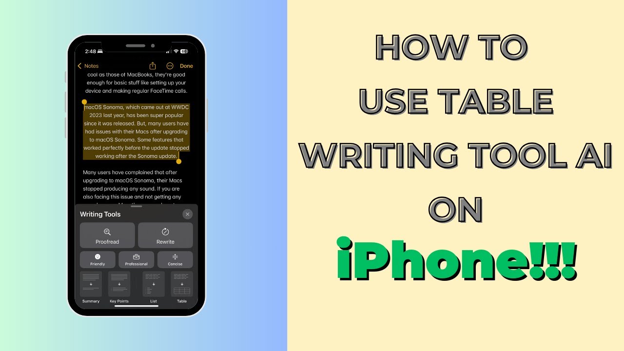 How To Use Table Writing Tool AI on iPhone - YouTube