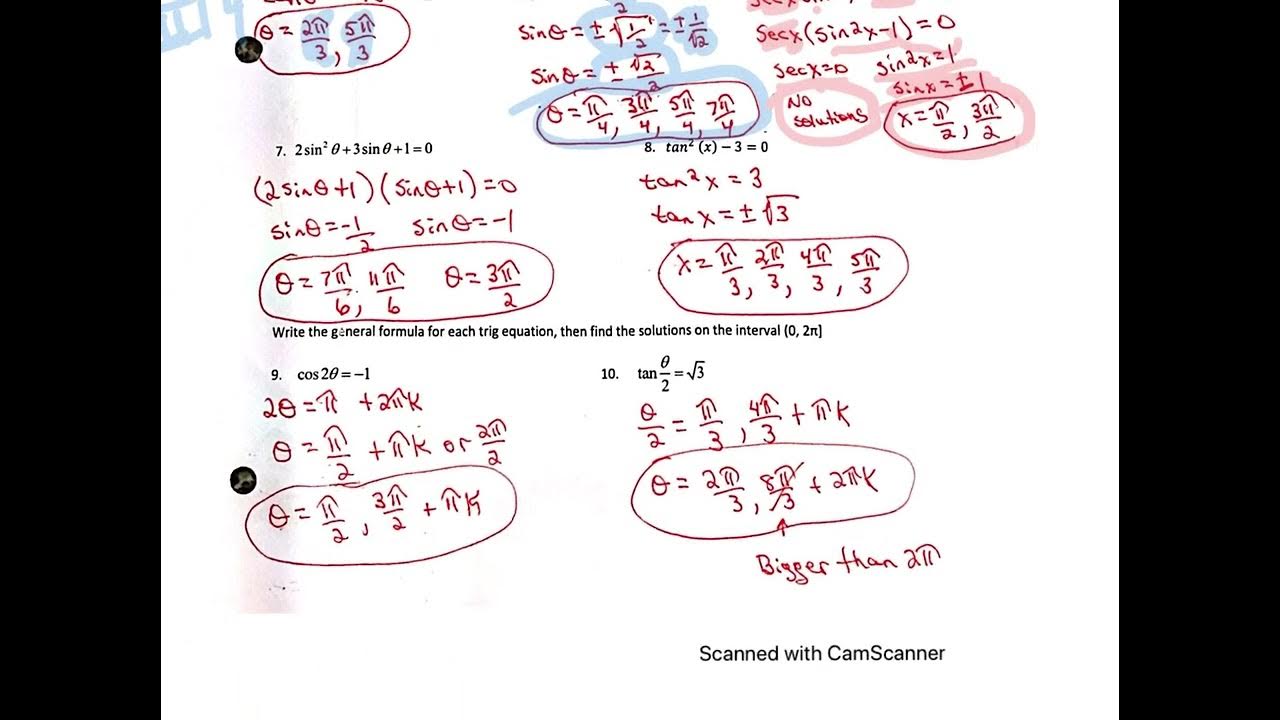 Test Review - Identities Solving,Trig Eqs and Sinusoidal Apps key - YouTube