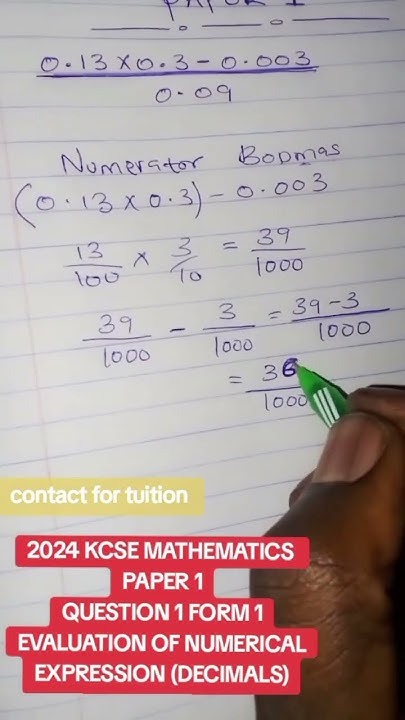 2024 KCSE MATHEMATICS PAPER 1QUESTION 1 FORM 1 EVALUATION OF NUMERICAL EXPRESSION (DECIMALS ...