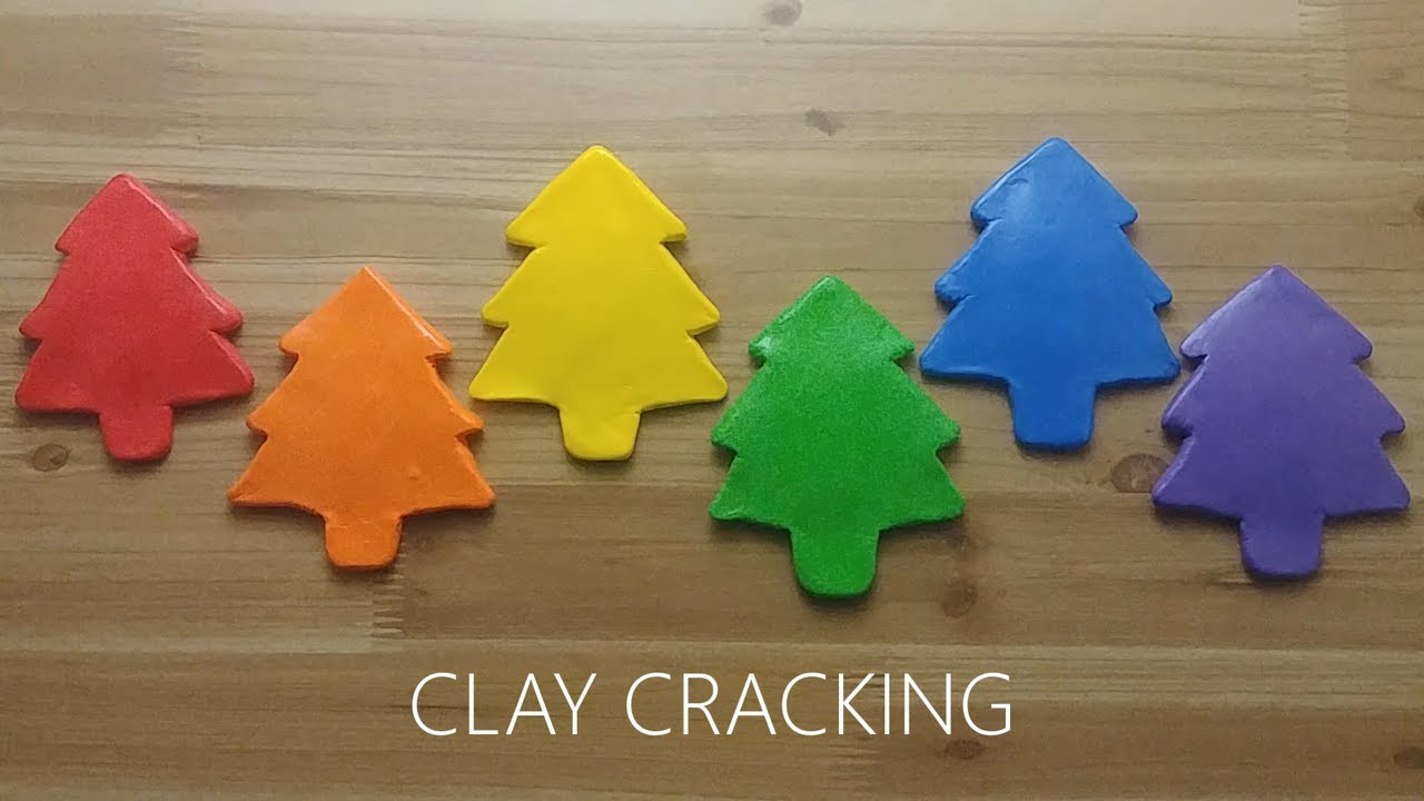 Rainbow Christmas Tree clay cracking 무지개 크리스마스 트리 점토 부수기 - YouTube