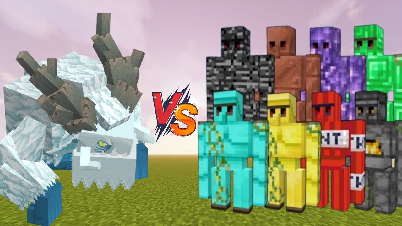Frostmaw boss vs all golems battle in Minecraft - YouTube