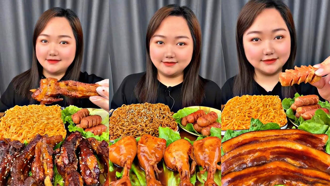 REAL MUKBANG Chicken Pork belly Noodles EATING ASMR - YouTube