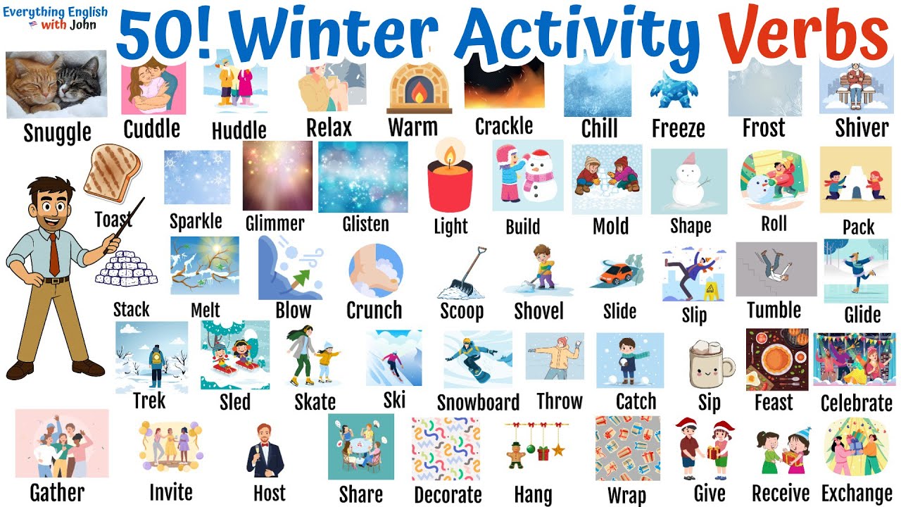 ️ How to Use 50 Verbs for Winter Activities #englishvocabulary - YouTube