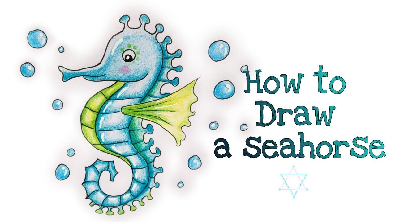 How to draw a seahorse | step by step | kids drawing | very easy ...