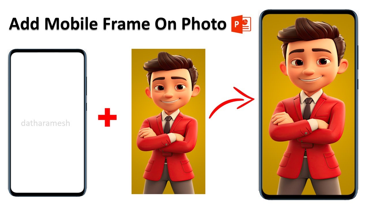 How to Add Mobile Frame On Photo In PowerPoint - YouTube