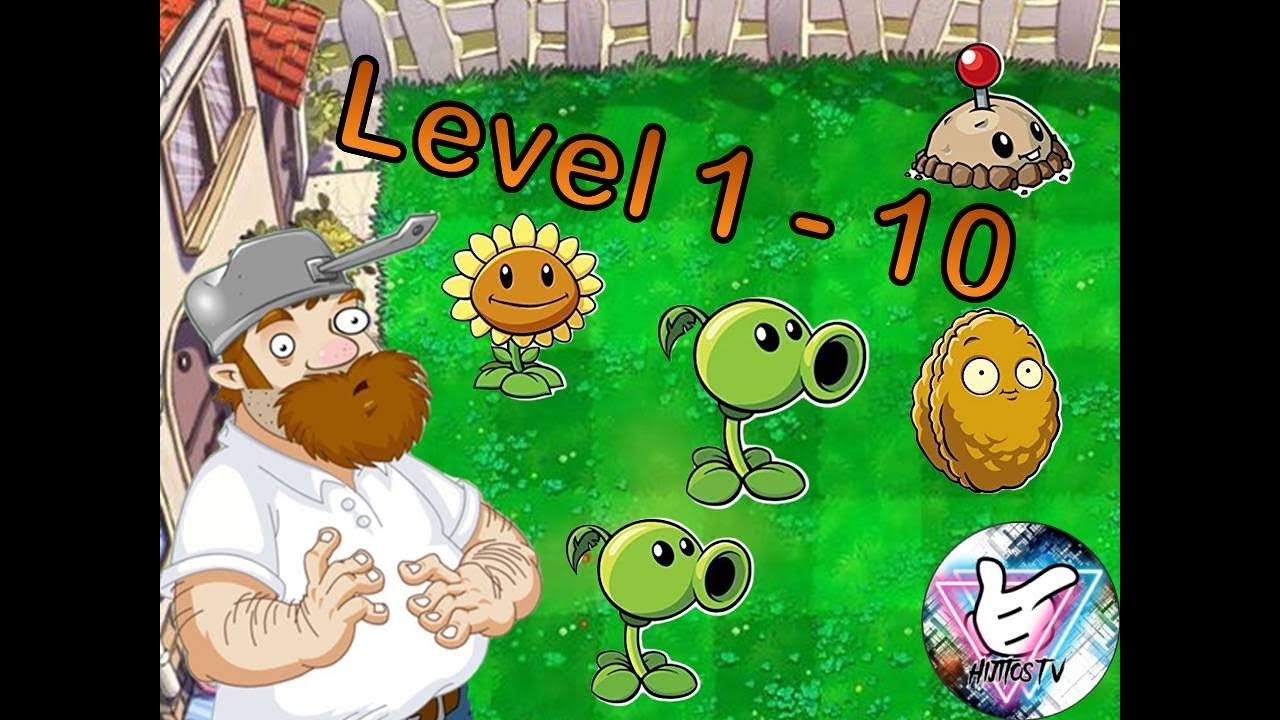 PVZ level 1-10 Plants vs. Zombies - YouTube