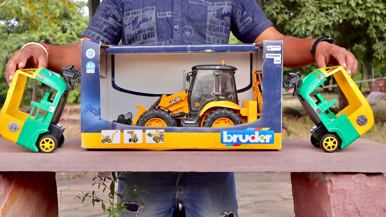 Unboxing Big RC Die JCB Backhoe Loader | Auto rickshaw Vehicle | Fun ...