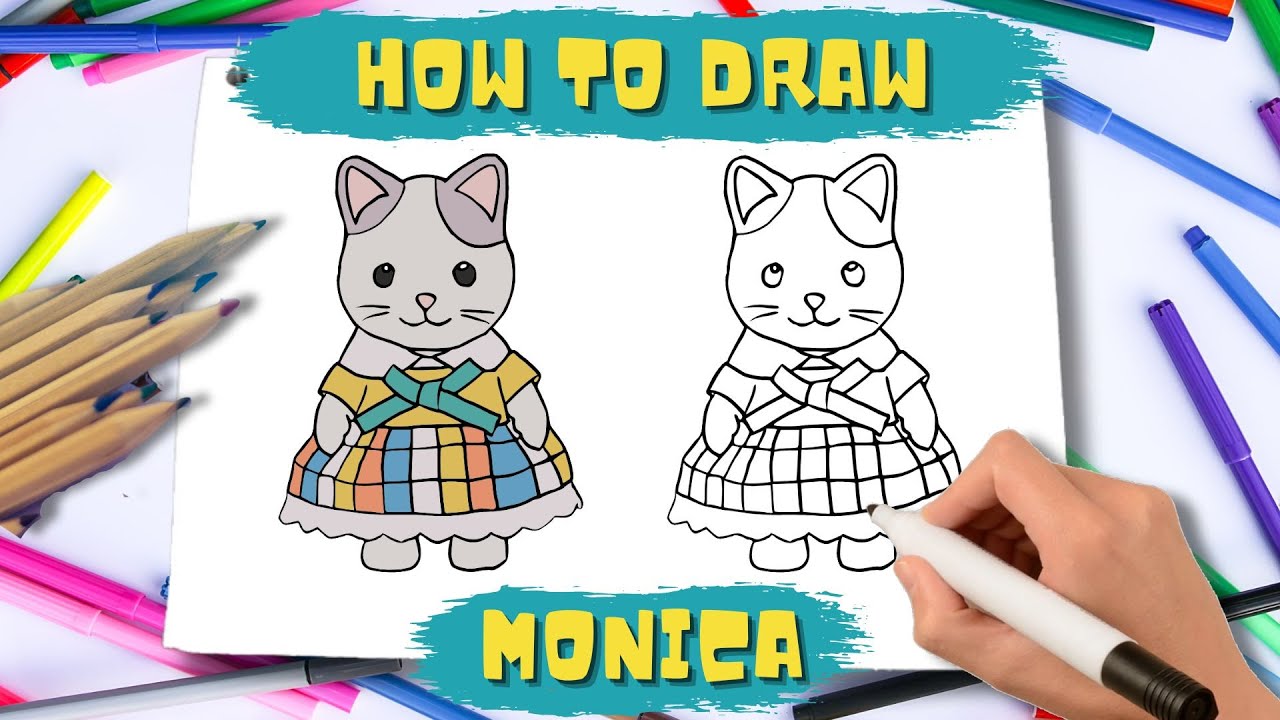 How to draw Monica | Calico Critters | Step by Step - YouTube