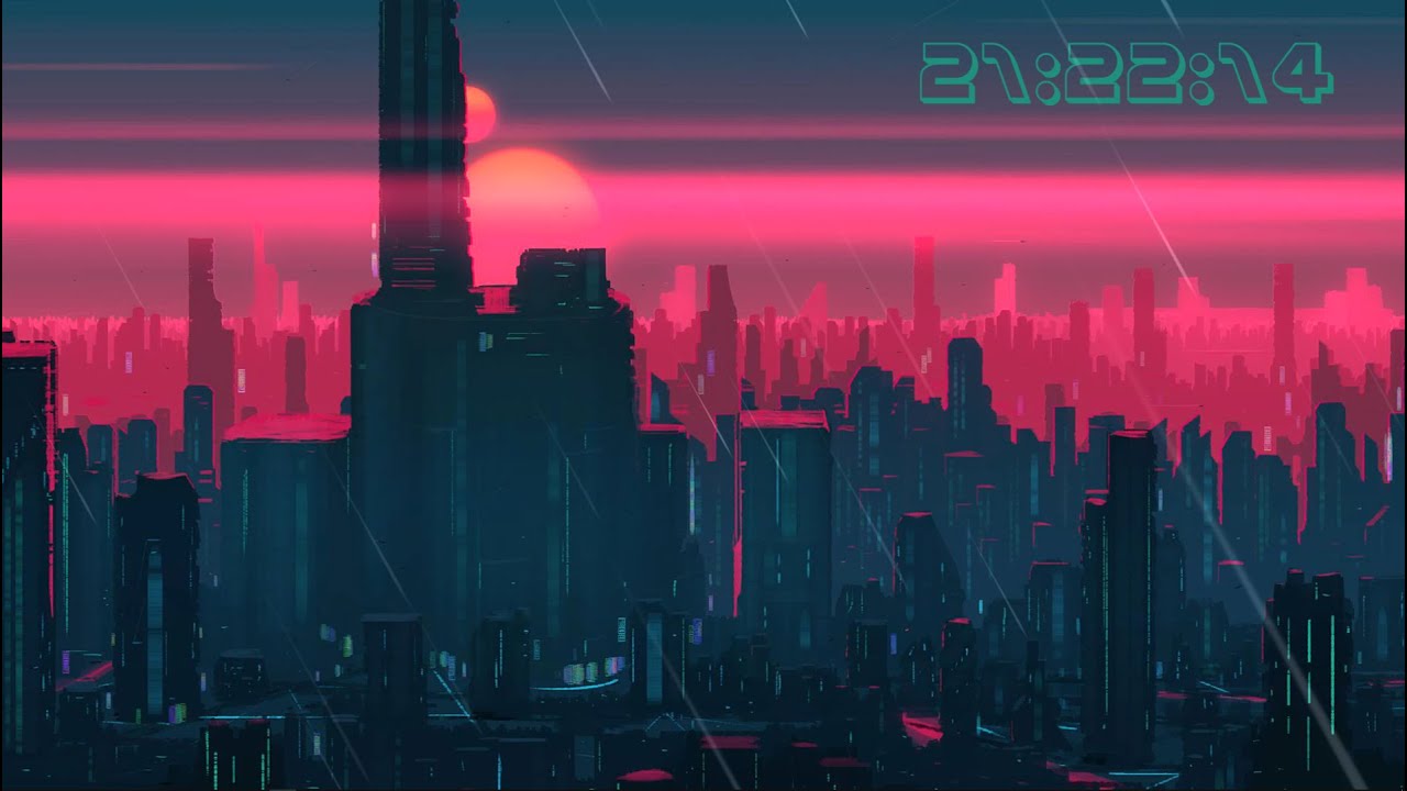 [Wallpaper Engine] Futuristic City with Clock (24h w/ seconds) - YouTube