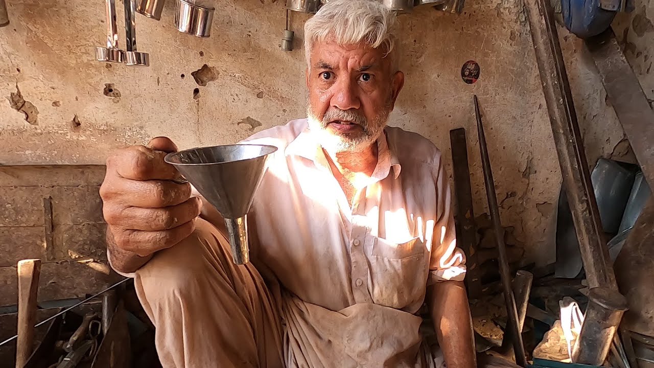 Old Man Making Oil Kupe from Stainless Steel | Handmade Oil Kuppi Make ...