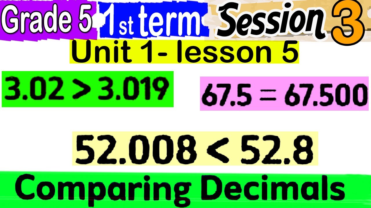 Comparing Decimals - Grade 5 - 1st term - Session 3 - YouTube