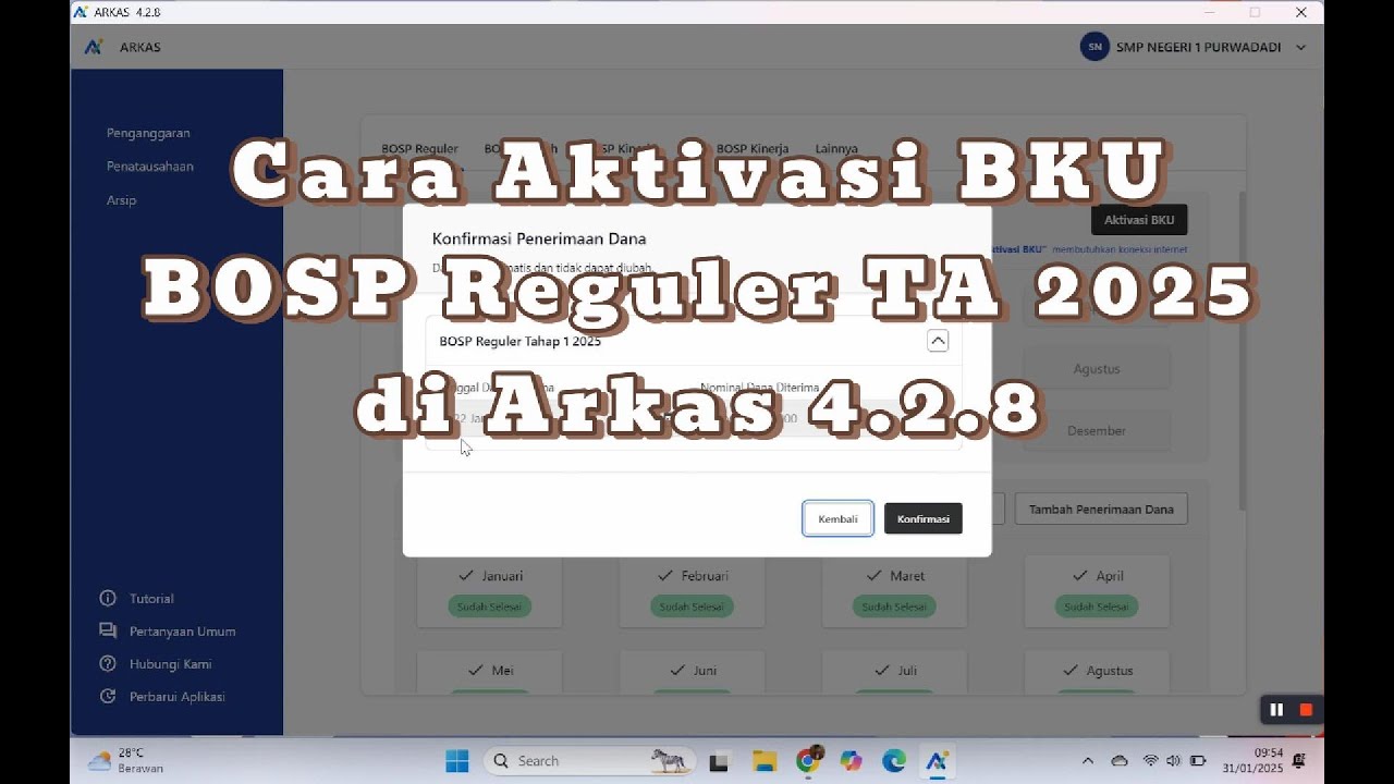 CARA AKTIVASI BKU BOSP REGULER TAHUN 2025 DI ARKAS 4.2.8 - YouTube