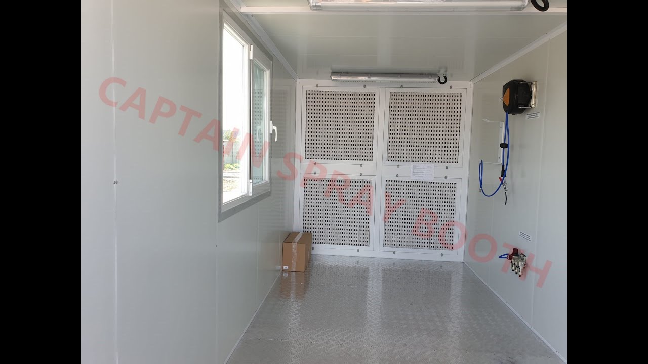 From container to spray booth (container spray booth) - YouTube