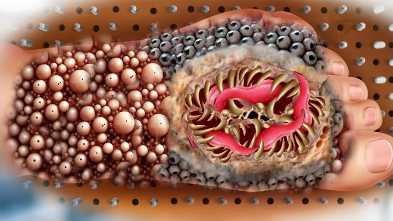 😱ASMR removal trypophobia treatments Infacted foot |ASMR tartar injured ...