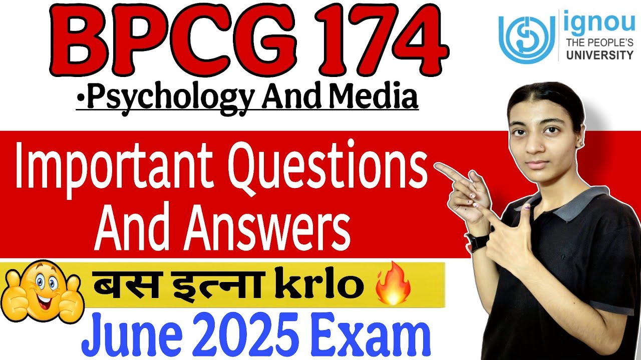 BPCG 174| Important Questions And Answers| June 2025| With Explanation ...