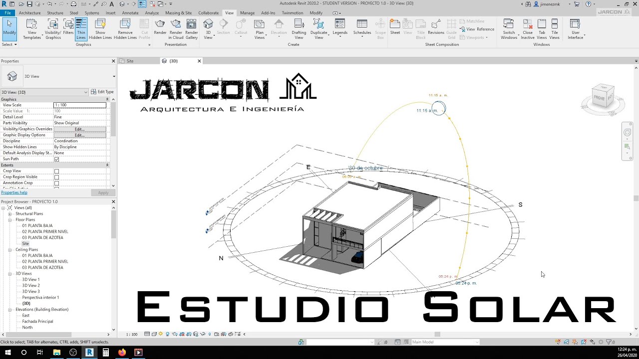 Estudio solar - Tutorial Revit 2020 - YouTube