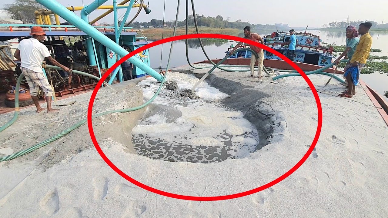 16300 square feet full load sand in big ship unload video by powerful ...