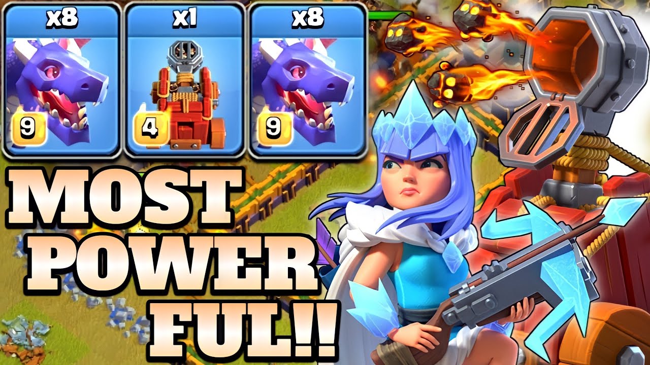 Most Powerful TH14 Queen Walk Dragon Attack Strategy!! Best Th14 Dragon ...