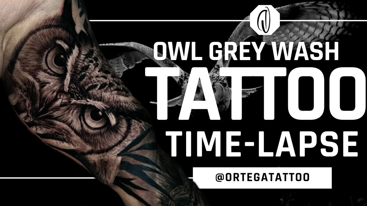 OWL TATTOO BLACK AND GREY | TIME-LAPSE #103 - YouTube