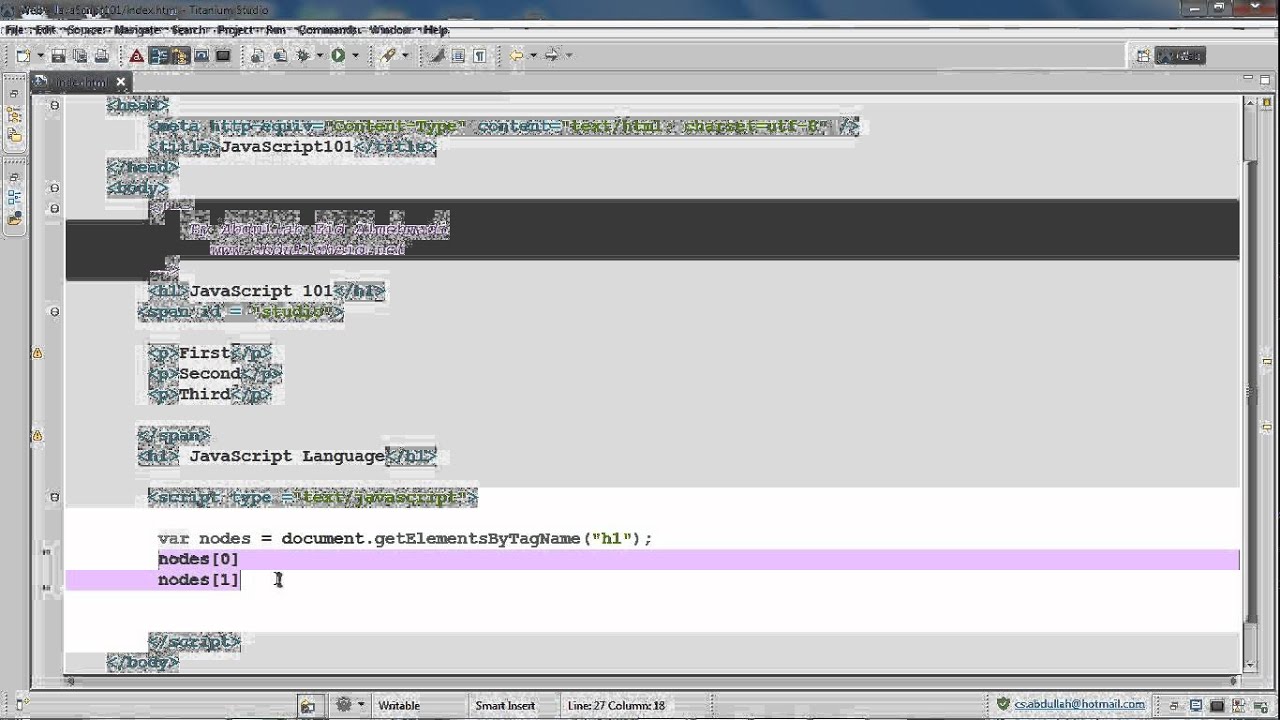 الدرس الثامن والثلاثون : استخدام getElementsByTagName - YouTube